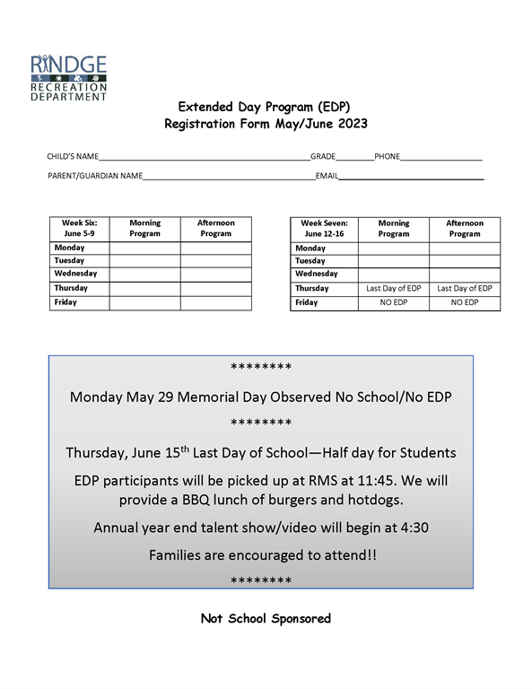 Town of Rindge Recreation Department - Town of Rindge Recreation Department